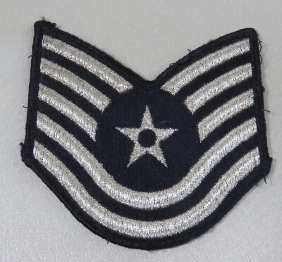 USA Air Force Technical Sergeant E - 6 Chevron Patch Silver on Blue ...