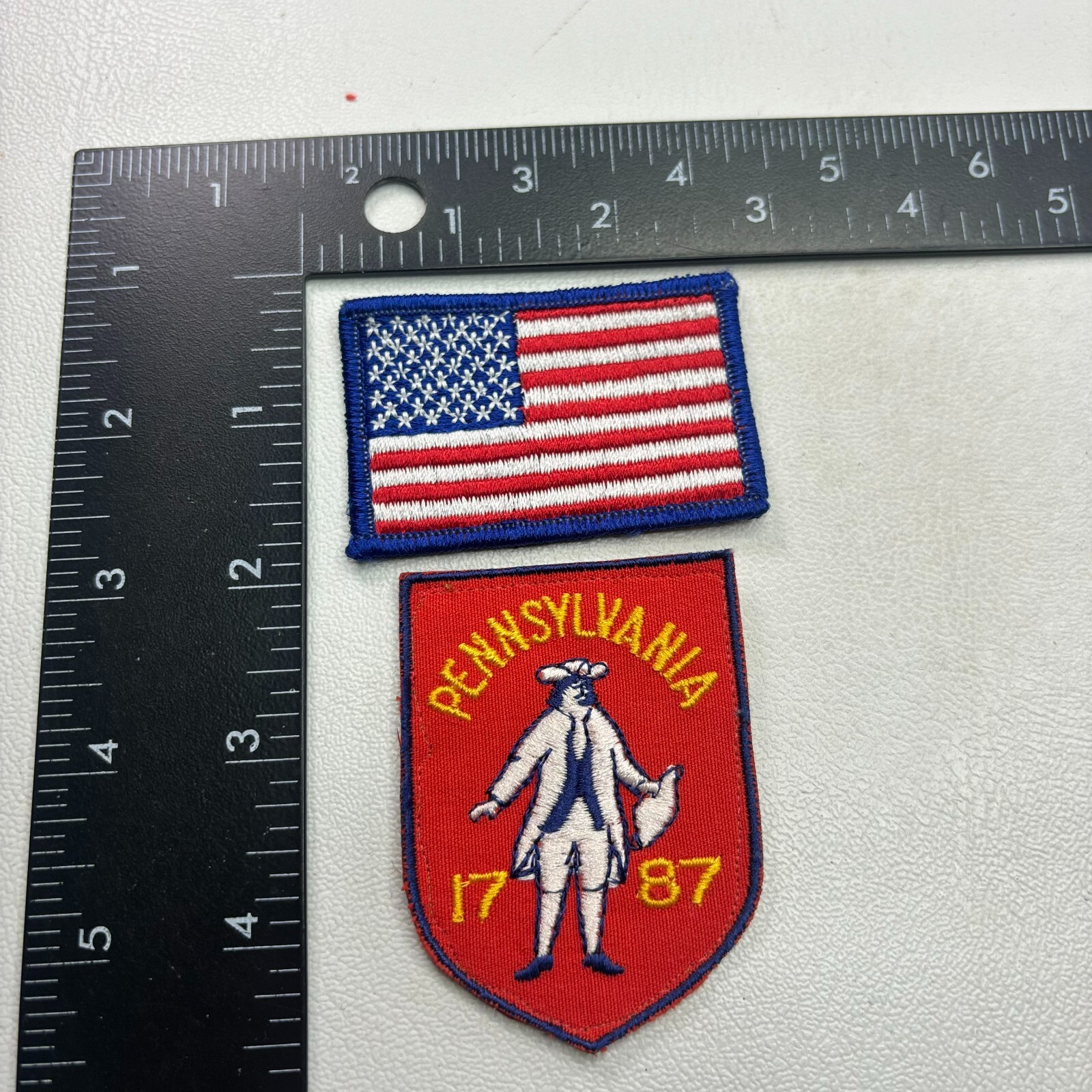 Vintage 2 Patches 1 USA FLAG Patch + 1 PENNSYLVANIA STATEHOOD Patch ...