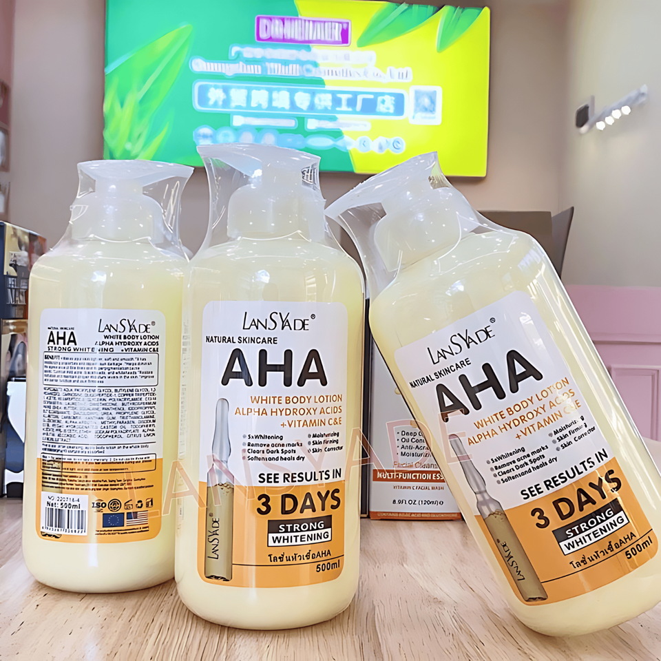 AHA Yellow Body Lotion - Alpha Hydroxy Acids + Vitamin C & E, 500ml ...