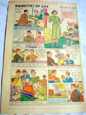 Vignettes of Life 1953 Comic Strip Time Out For Lunch | eBay