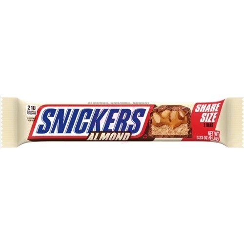 911310 8 x 91.6G PACKET SNICKERS ALMOND SHARE SIZE 2PC CHOCOLATE CANDY ...