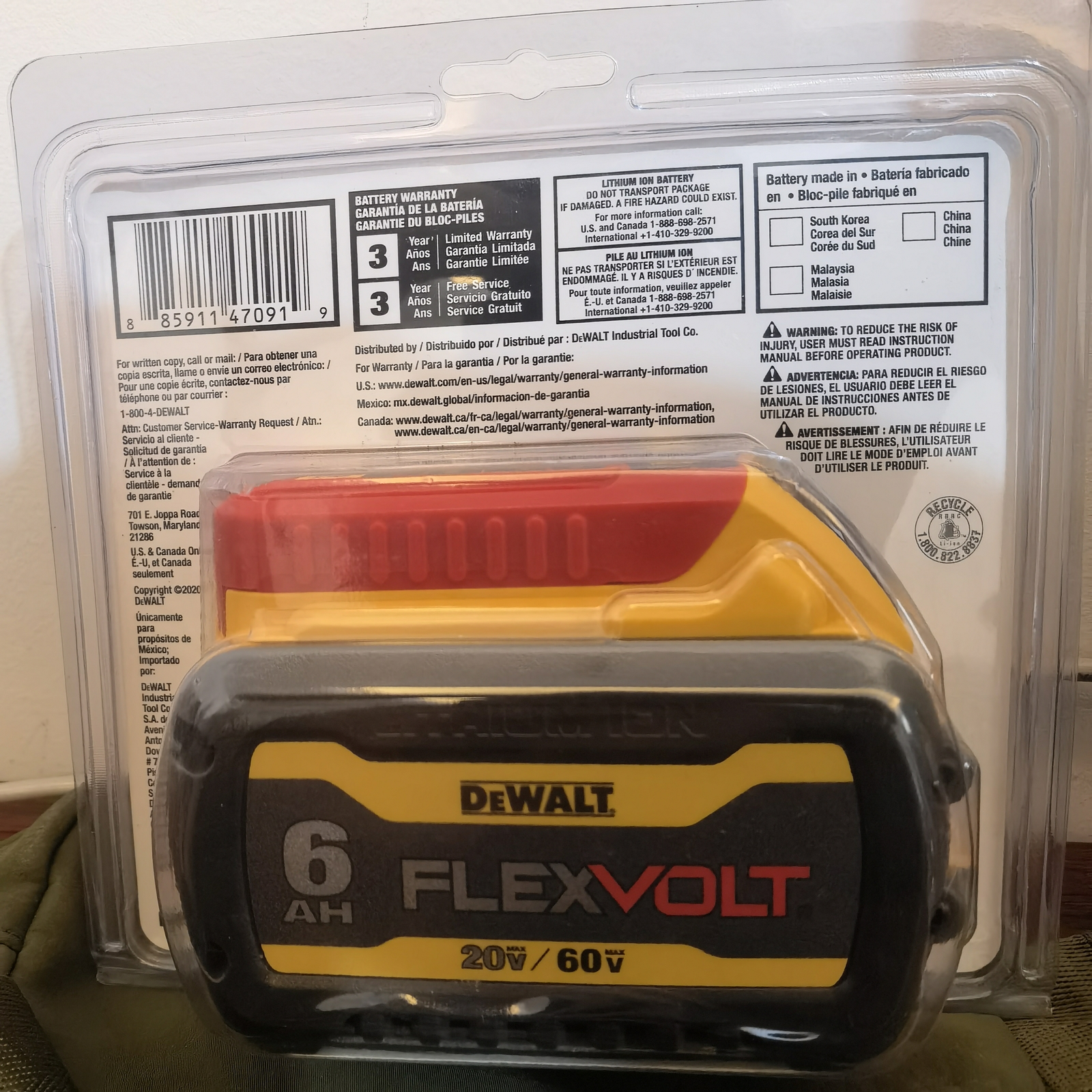 DEWALT DCB606 FLEXVOLT 20V 6.0Ah Lithium-Ion Battery 1 PCS NEW