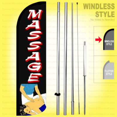 MASSAGE - Windless Swooper Flag Kit 15' Feather Banner Sign kq-h | eBay