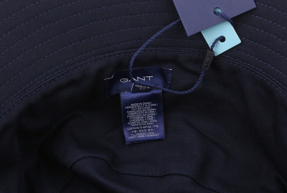 GANT Retro Shield Bucket Men Hat S/M Evening Blue Embroidered Logo ...