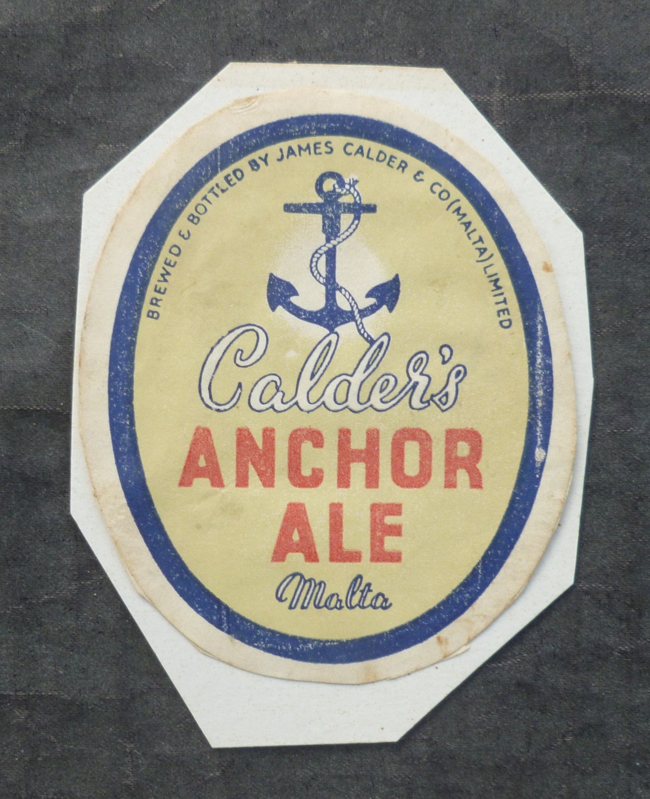 Vintage beer Label, Malta (James Calder & Co, Brewers, Anchor Ale ...