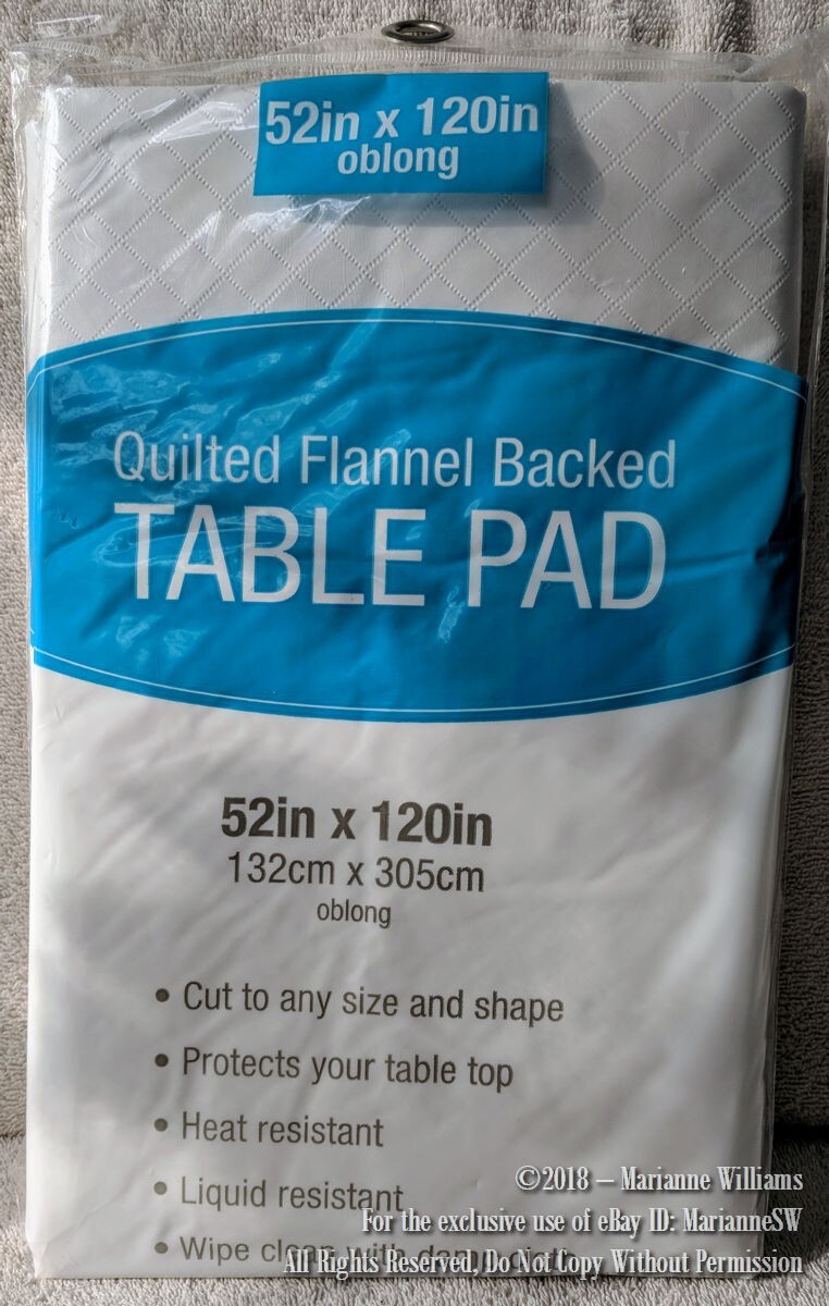 NEW QUILTED FLANNEL BACKED TABLE PAD PROTECTOR 52" X 120" OBLONG CUT TO ...