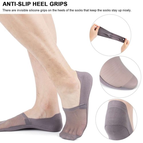 3/ 5Pairs Mens Cotton Mesh Socks No Show Ankle Low Cut Nonslip ...