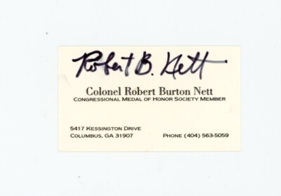 Robert B. Nett- Signed Business Card (WWII MOH Recipient) | eBay