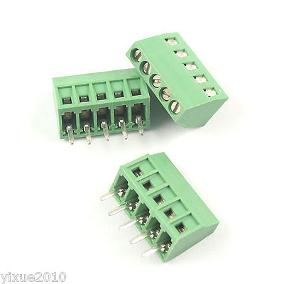 10Pcs 2.54mm 0.1" Universal 5 Pin 5 Poles PCB Screw Terminal Block ...