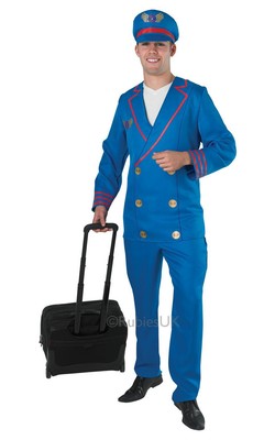 MENS AIRLINE AEROPLANE PILOT BLUE UNIFORM AIR CAPTAIN FANCY DRESS ...