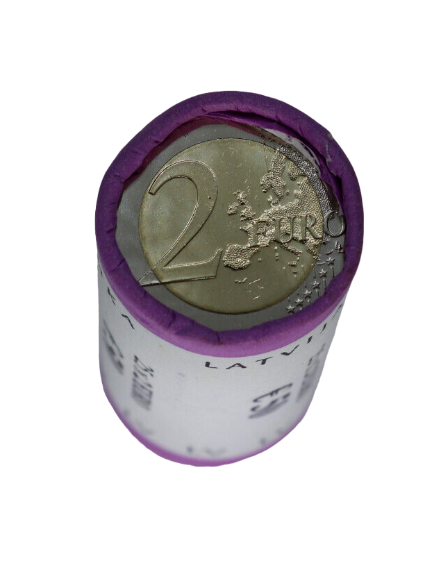 Bank Roll UNC Euro coin 2 euro Latvia Latvija . 25 x 2 Euro. MILDA | eBay