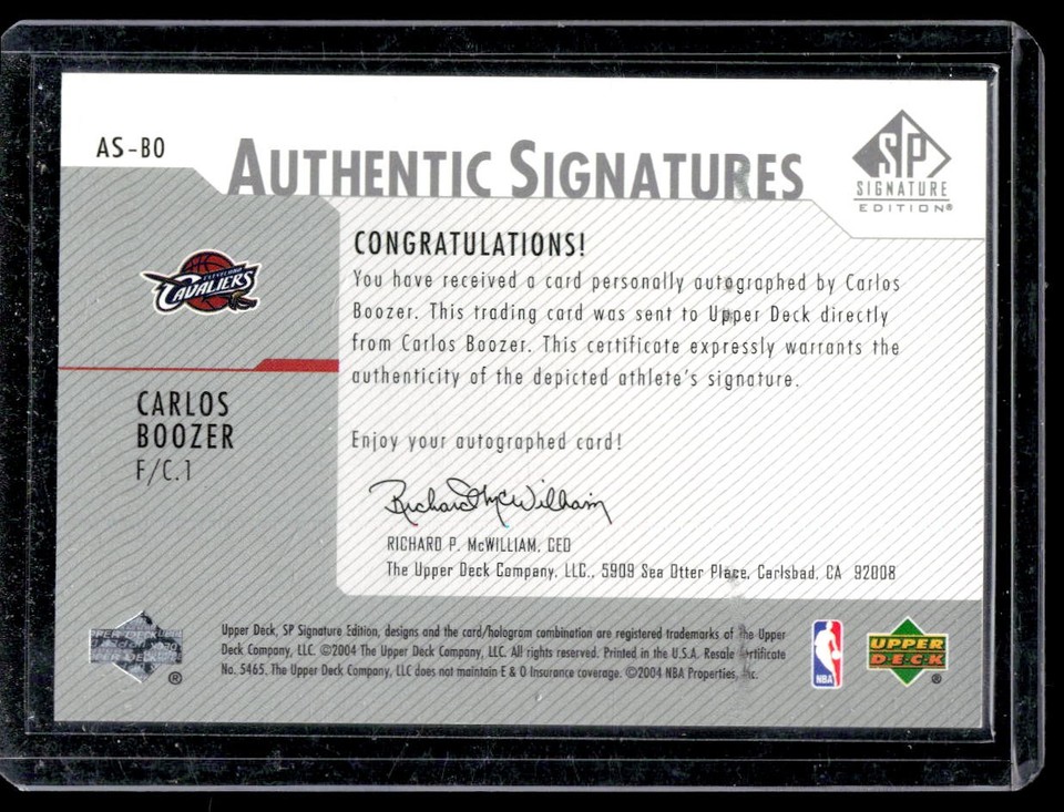 2003-04 SP Signature Edition #AS-BO Carlos Boozer Authentic Signatures ...