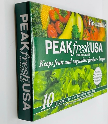 PEAKFRESH USA Produce Bag Reusable 10 Bags 12" X 16" with Twist Ties ...