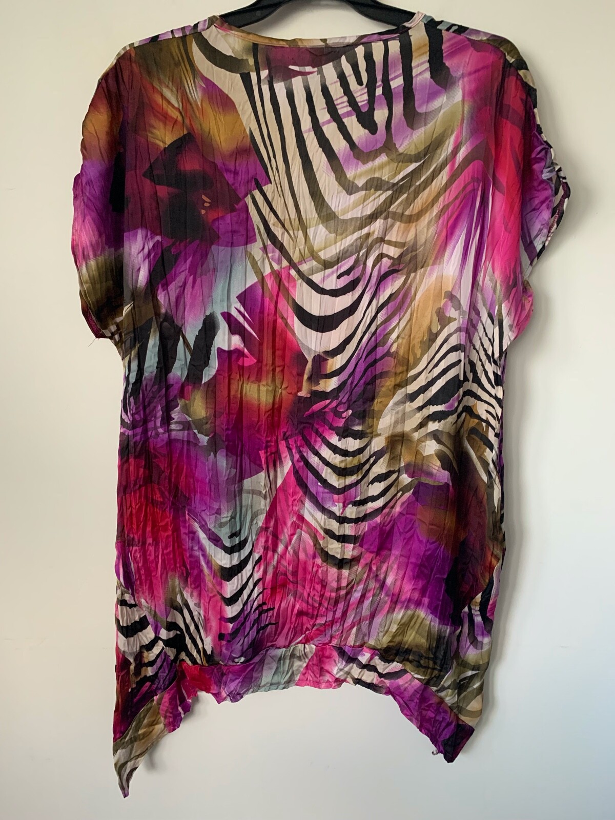 TS14+ TAKING SHAPE CRUSHED SATIN SCOOP NECK PINK ZEBRA TUNIC TOP SIZE ...