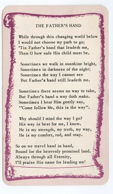 The Father's Hand Poem Religious Inspirational Postcard | eBay