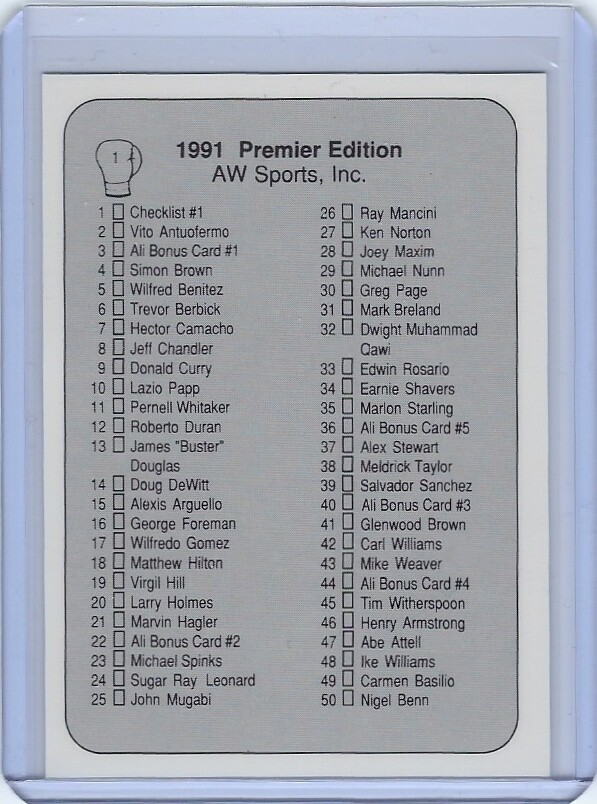 1991 AW Sports ALL WORLD BOXING PREMIER EDITION * Your Choice * Pick $0 ...