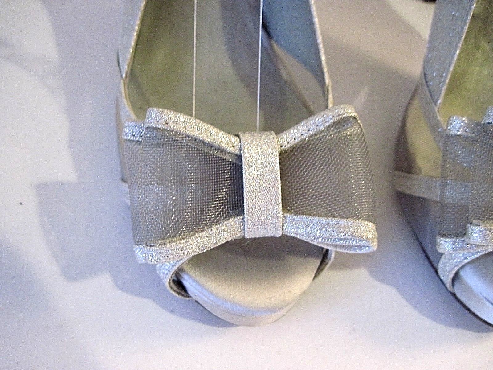 Menbur Silver Metallic Front Bow Satin Heel Slingbacks Pump Size EUR 40 ...