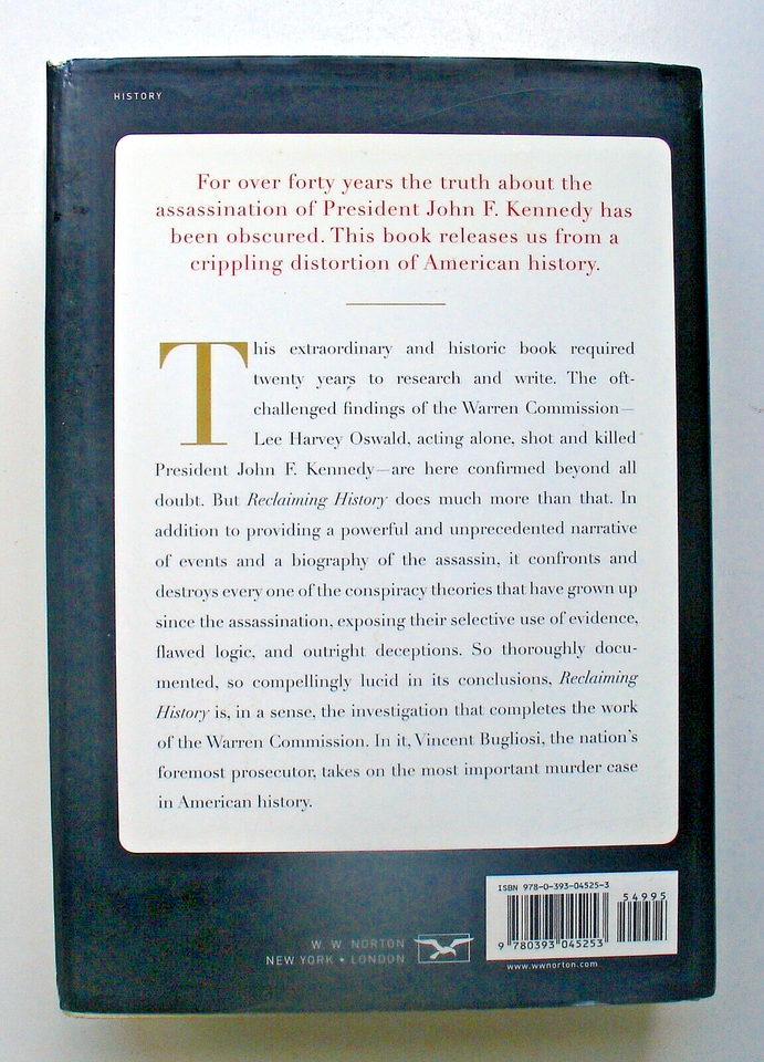 JFK Assassination - Reclaiming History - Vincent Bugliosi - 1st Edition ...