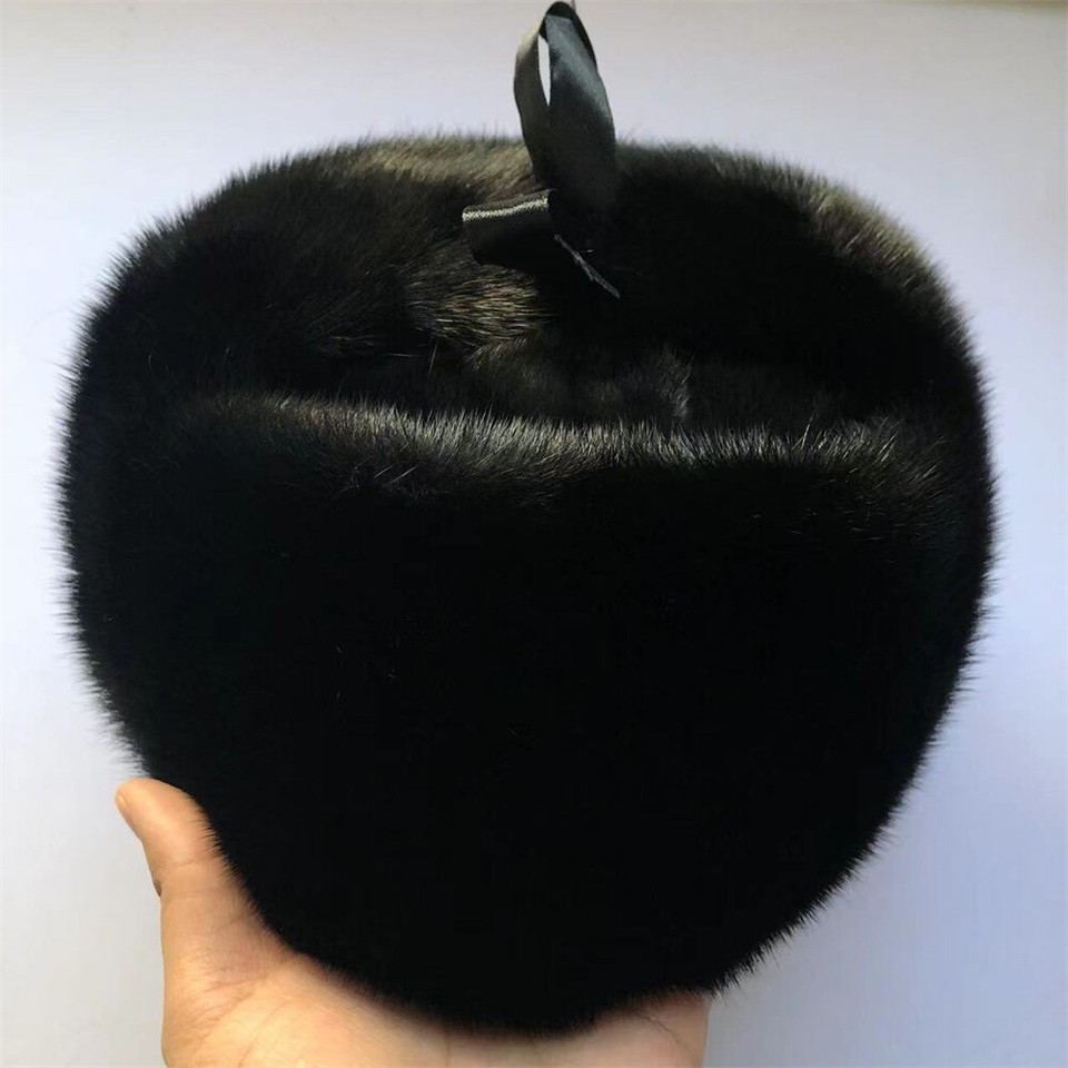 Men's Real Whole Pelt Mink Fur Hat Headgear Top Hat Middle Age Father ...