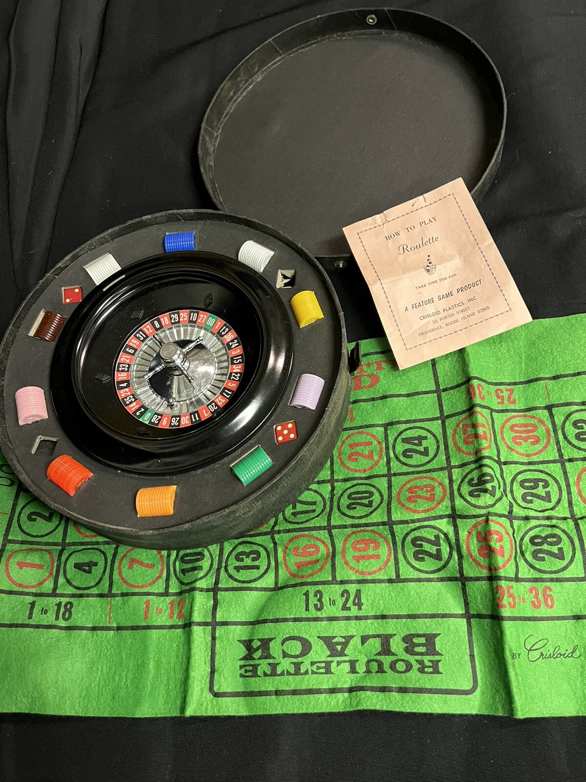 Vintage 50’s Roulette Wheel set with chips case tabletop Providence ...