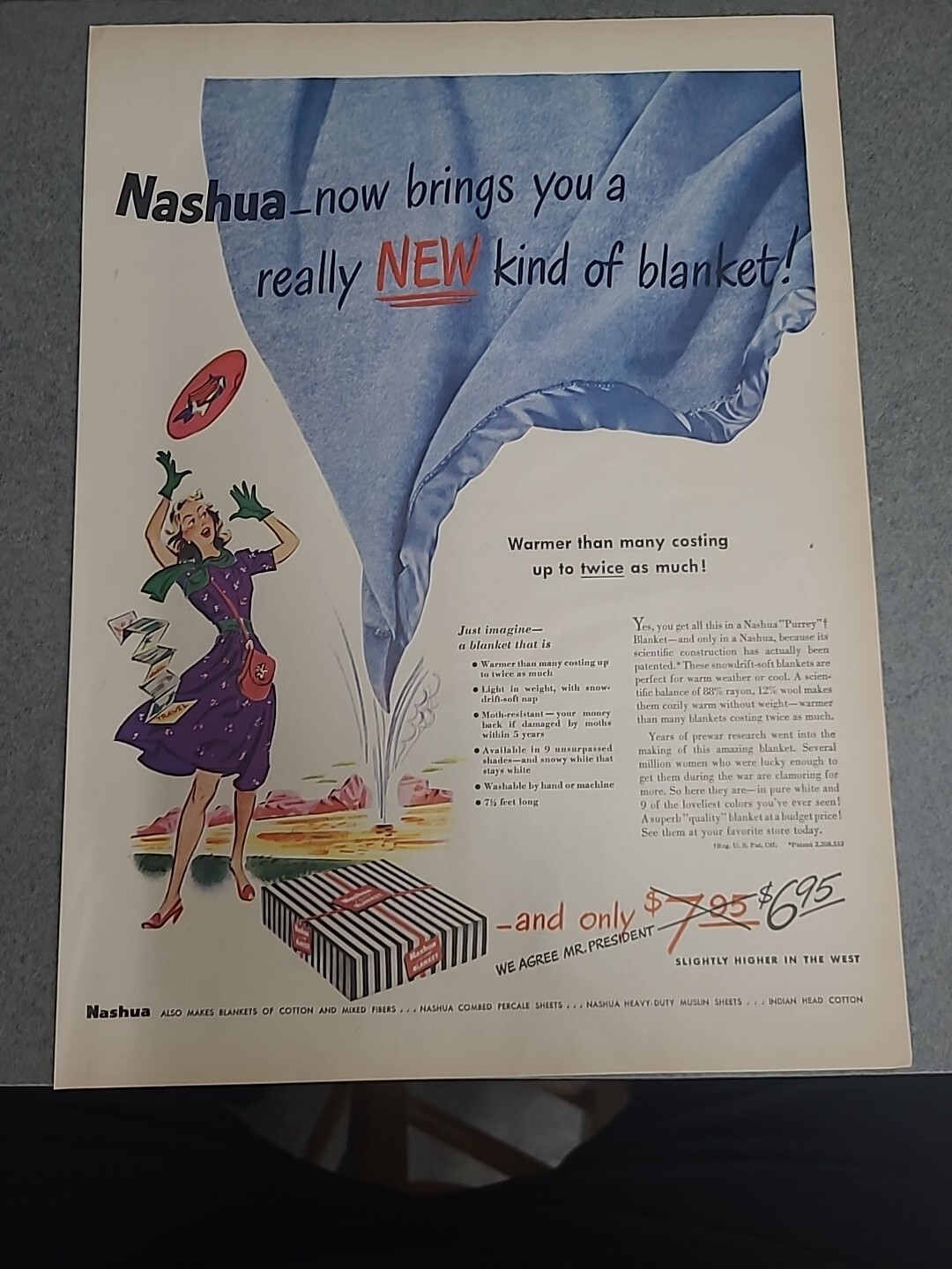 Nashua Blankets Vintage Print Ad 1947 10x14 | eBay
