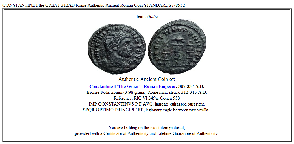 CONSTANTINE I the GREAT 312AD Rome Authentic Ancient Roman Coin ...