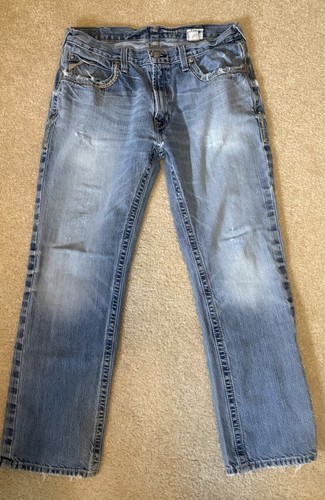 Ariat Jeans Mens 36x32 Light Blue Relaxed Straight Leg Denim-Weathered ...