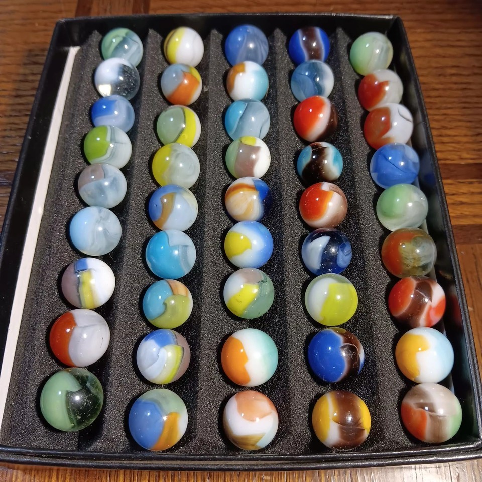 Vintage Marbles Lot. With Display Case. 45 Vitro Agate Marbles. | eBay