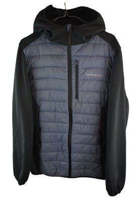 TECHNICALS Grey Padded Jacket size M Mens Full Zip Hooded Casual ...