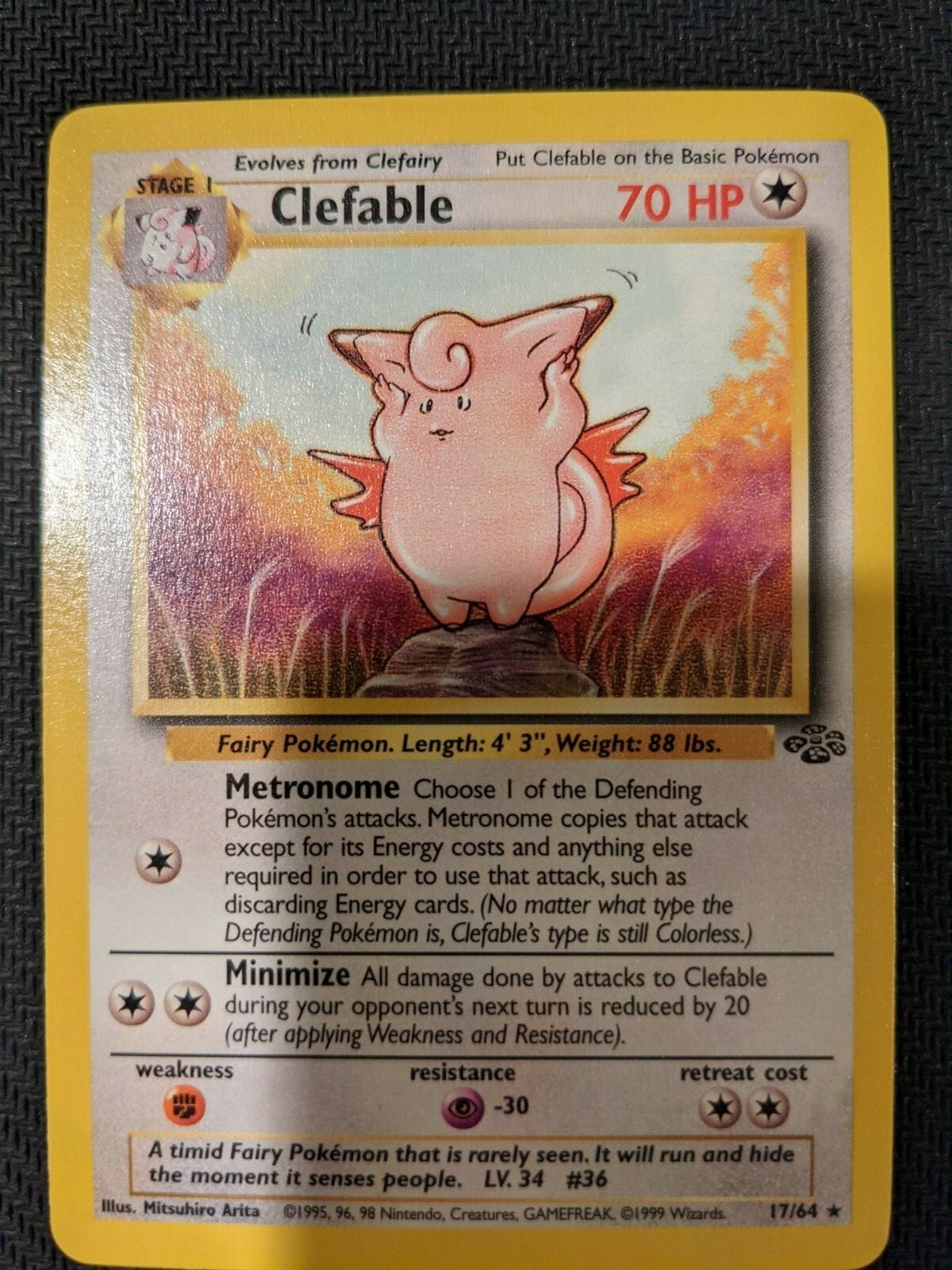 Clefable - 17/64 Jungle Set - Rare Non Holo Pokemon Card - Near Mint | eBay