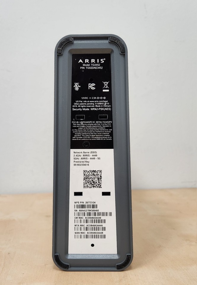 ARRIS TG3452 Modem Router with AC adapter | eBay