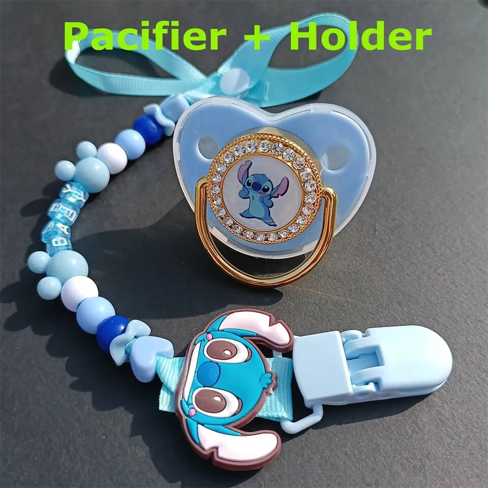 Lilo & Stitch Dummy Pacifier + Holder Blue 0-6 6-12 12-18 Month Baby ...