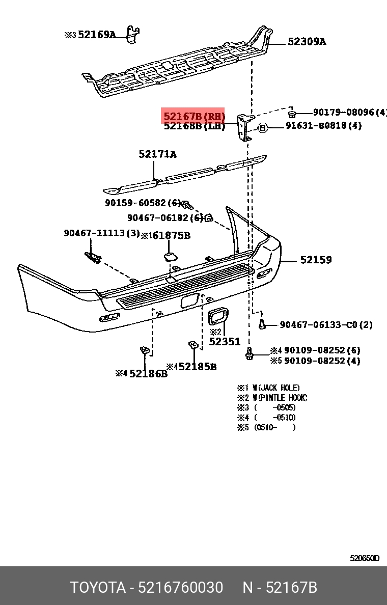 Genuine OE bracket, rear bumper extension mounting, right, 5216760030 ...