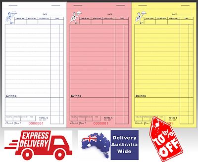 200 Large Restaurant Docket Books TRIPLICATE Carbonless Fast Delivery ...