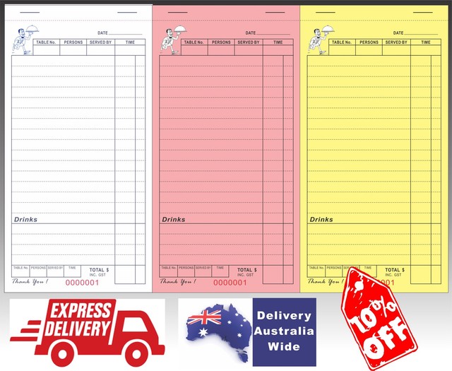 200 Large Restaurant Docket Books TRIPLICATE Carbonless Fast Delivery ...