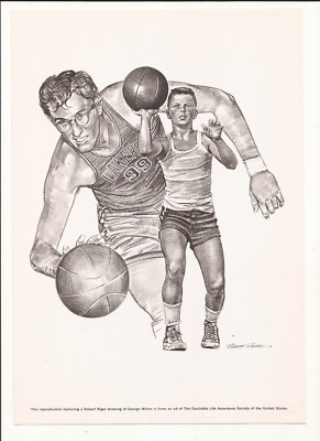 Equitable Life Reproduction Drawing GEORGE MIKAN-Former Basketball ...