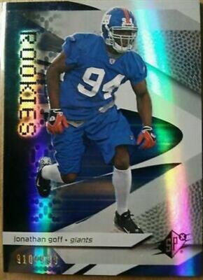 JONATHAN GOFF 2008 SPx RC #112 Rookie NEW YORK GIANTS 910/999 | eBay