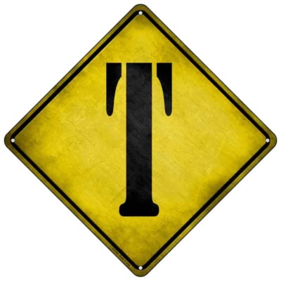 Letter T Xing Novelty Mini Metal Road Notice 8" Cross Xing Crossing ...