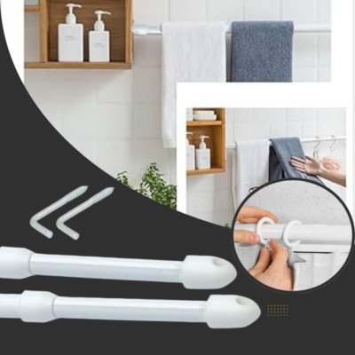 Round Net Rod White Telescopic Extendable Curtain Pole Rods for Voiles ...