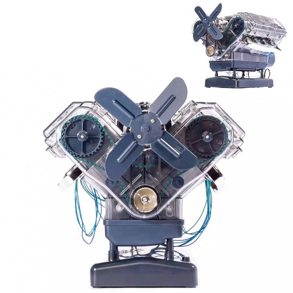 Mini V8 Engine Eight Cylinder Toy Model DIY Kit Working Miniature Motor ...