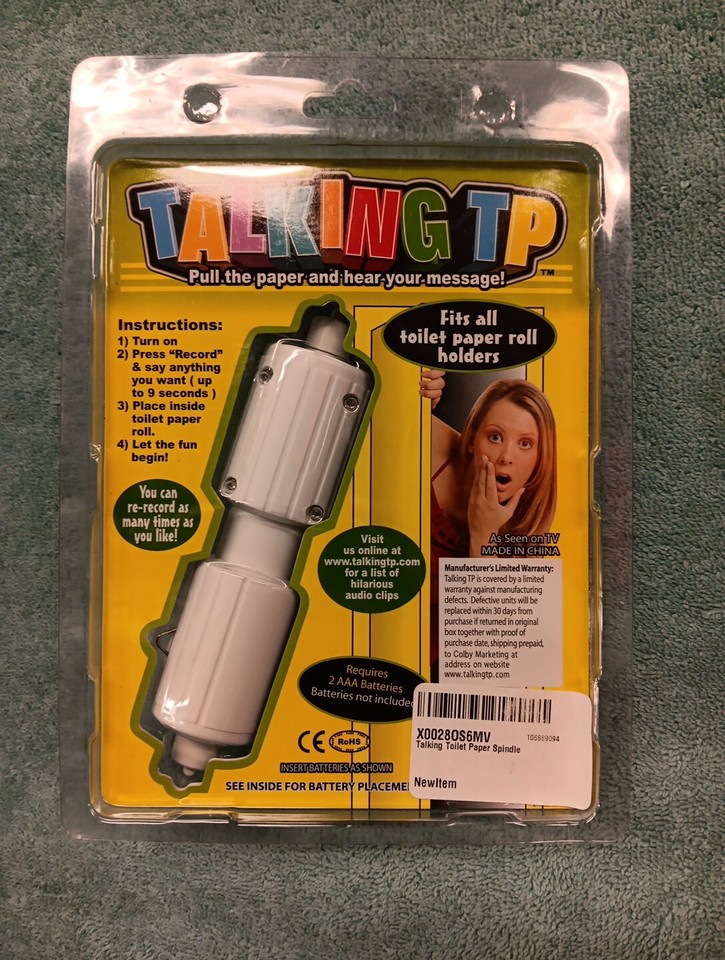 Talking Toilet Paper TP Spindle RECORDABLE Pull Paper Hear Your Message ...