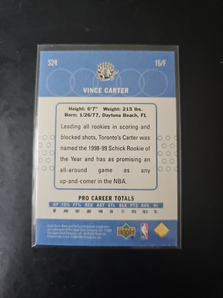 VINCE CARTER Raptors 1999-00 Upper Deck Retro "NBA New School" #S24 NM ...
