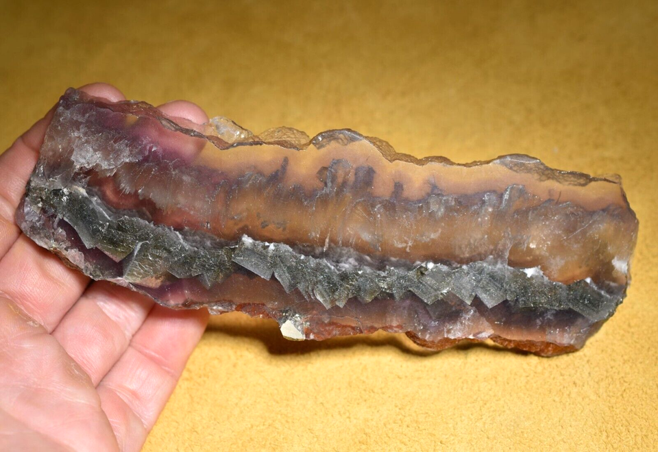 Fluorite With Pyrite & Barite Inclusions Polished Slab From Inner ...