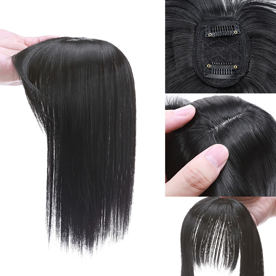 100% Real as Human Hair Topper Toupee Clip in Hairpiece Top Bangs ...