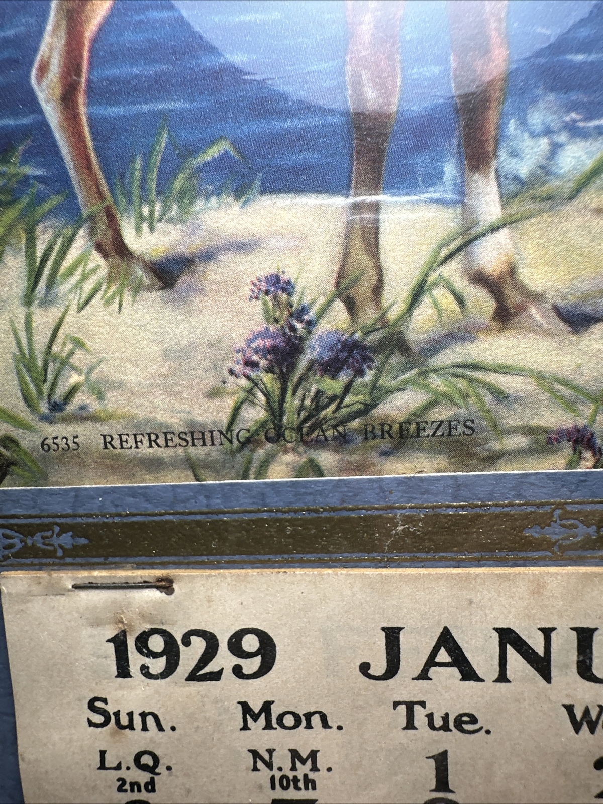 Antique 1929 Advertising Calendar Lithographic Sparhawk OGUNQUIT Riding ...