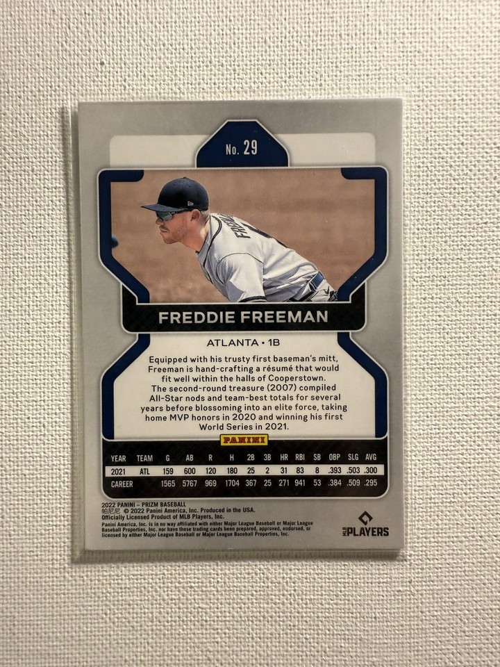 2022 Panini Prizm - Freddie Freeman - #29 - Atlanta Braves Baseball ...