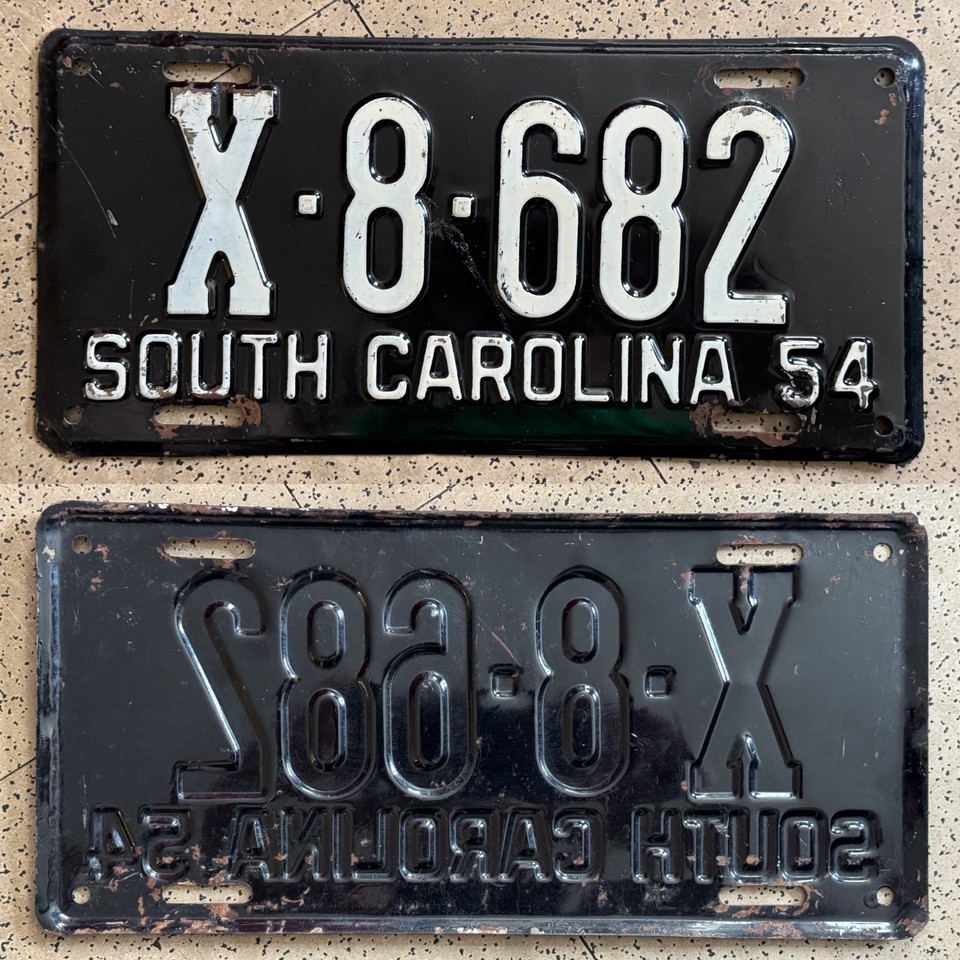1954 SOUTH CAROLINA license plate — ORIGINAL — SUPERB vintage antique ...