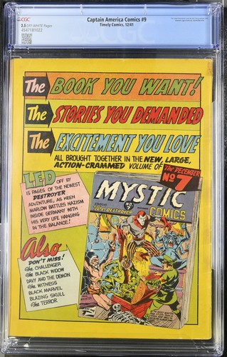 Captain America Comics #9 - Timely Comics 1941 CGC 2.5 Hurricane ...
