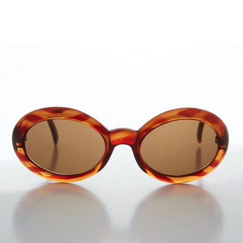Ovale Mode Rétro Beatnik Vintage Lunettes de Soleil Marron / Verres ...