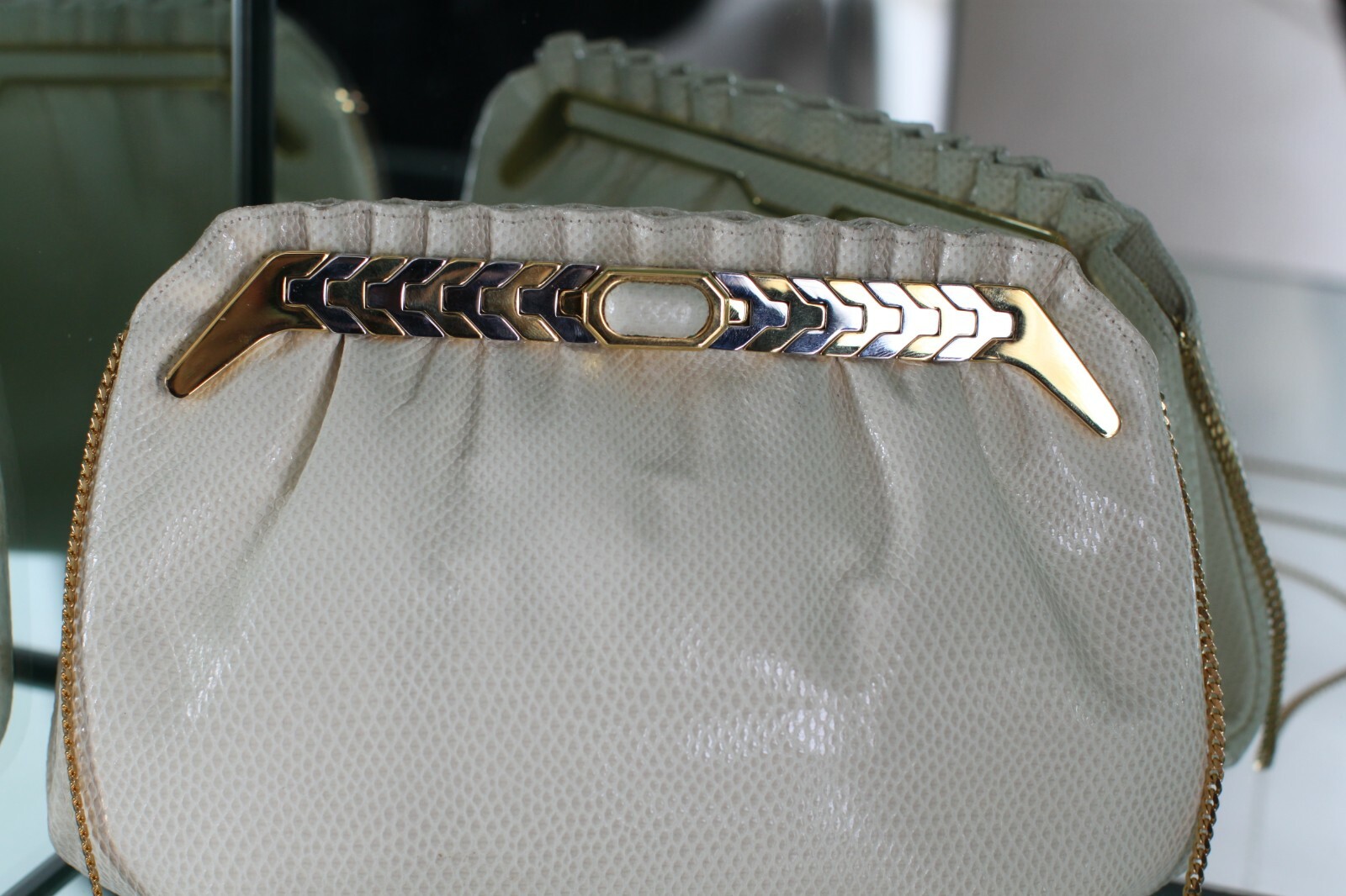 Finesse La Model Ivory Art Deco LIZARD SKIN SILVER GO… - Gem